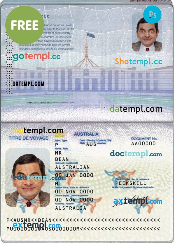 Australian Passport Example in PSD Format: Fully Editable with All ...
